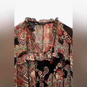 Zara | Dresses | Zara Printed Ruffle Dress | Poshmark